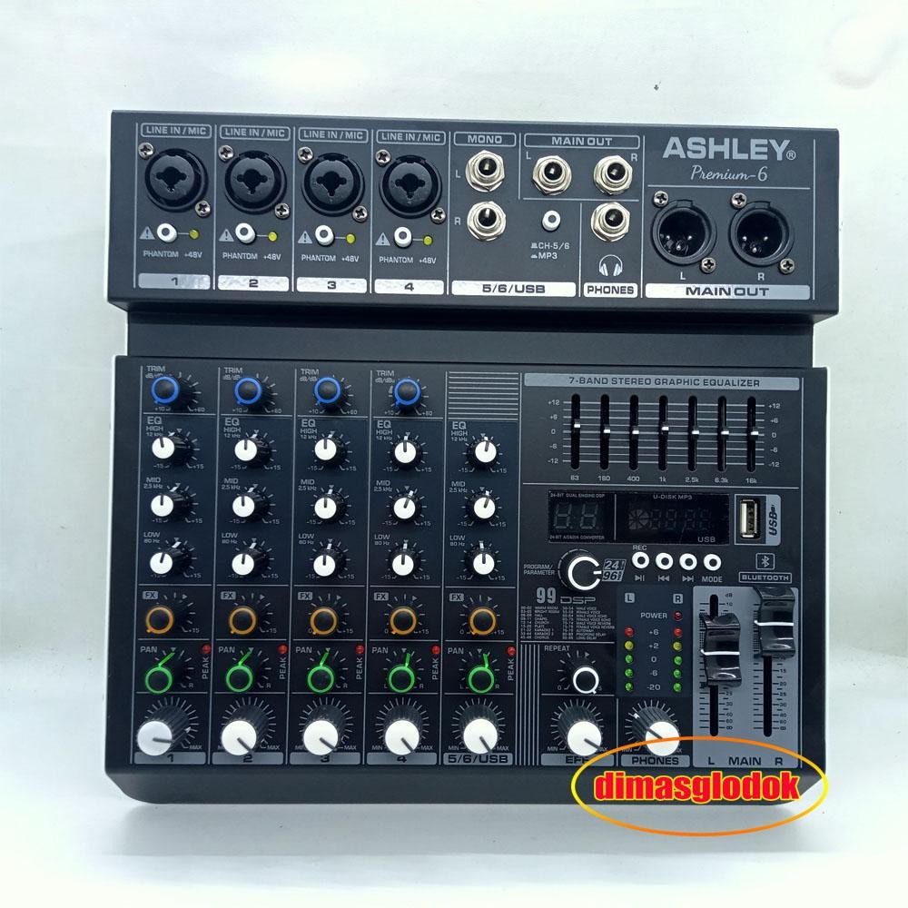 Jual Mixer ORIGINAL MIXER ASHLEY PREMIUM 6 Mixer 6 CHANNEL 4 MONO 2 STEREO BLUETOOTH, USB WITH ...