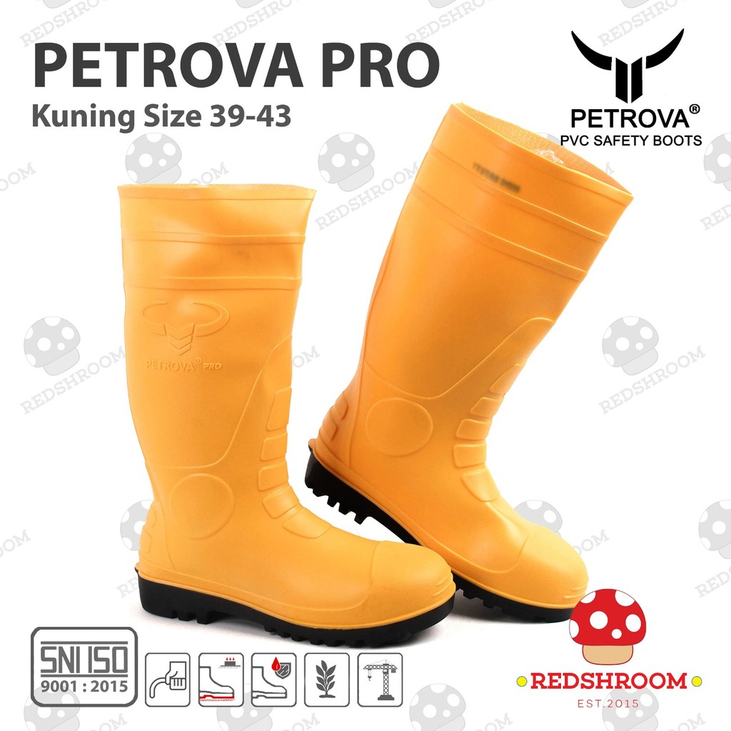 Jual Sepatu Boots Tinggi PETROVA PRO Kuning Lokal Karet Lentur Anti ...