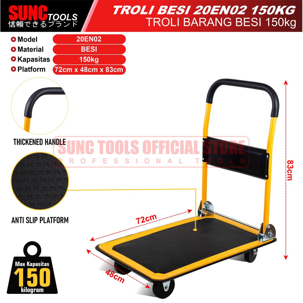 Jual SUNC TOOLS Troli Barang Platform Hand Truck Tolley Trolli BESI ...