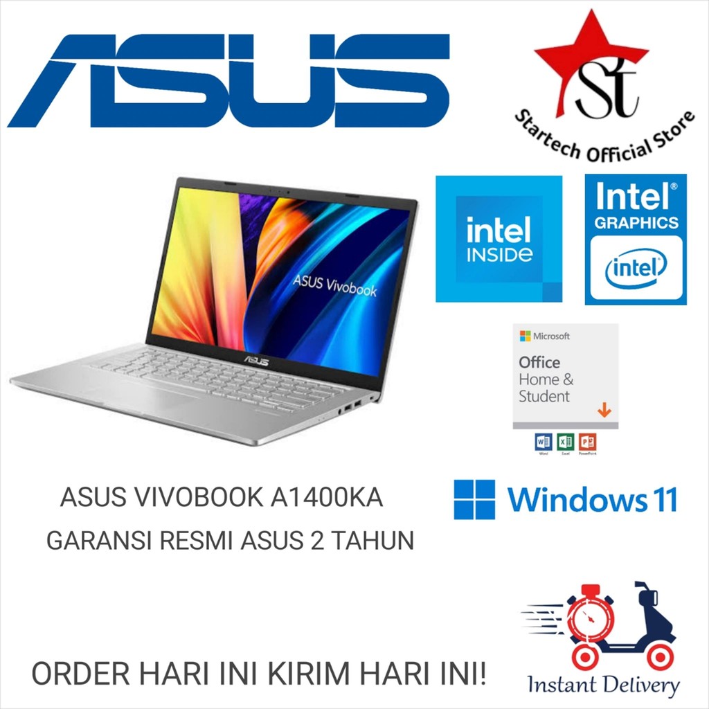 Jual ASUS Vivobook 14 A1400KA N4500 Ram 4GB 256 GB SSD 14" FHD W11 OHS ...