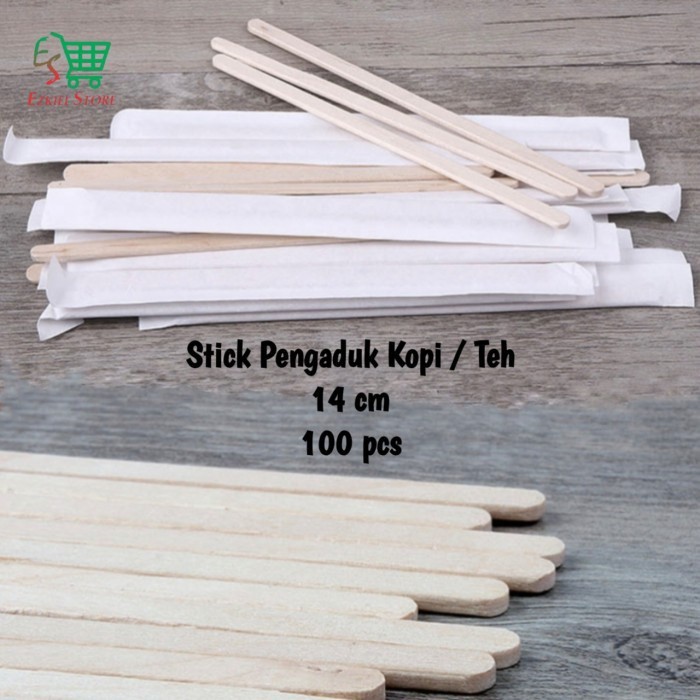 Jual Stick Kayu Pengaduk Kopi Teh 14cm Sekali Pakai Stirrer Coffee Tea ...