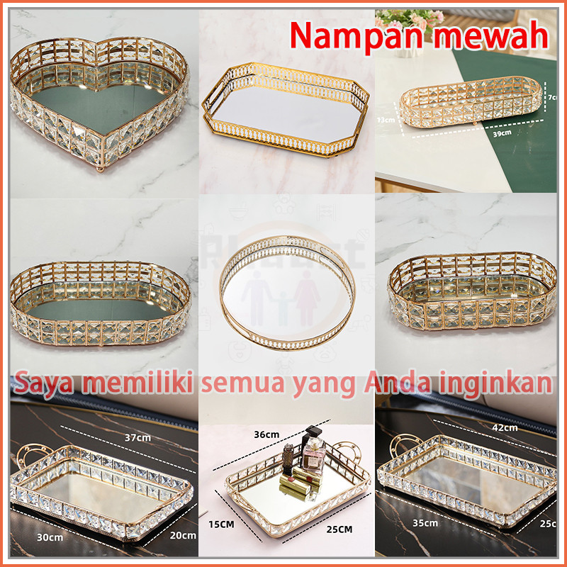 Jual RHAAST Nampan Mewah Aesthetic / Emas Crystal Tray / Nampan Persegi ...