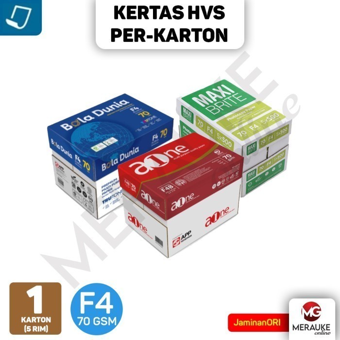 Jual Kertas HVS / Kertas Fotokopi F4 70 gsm PER-KARTON (1 KARTON isi 5 ...