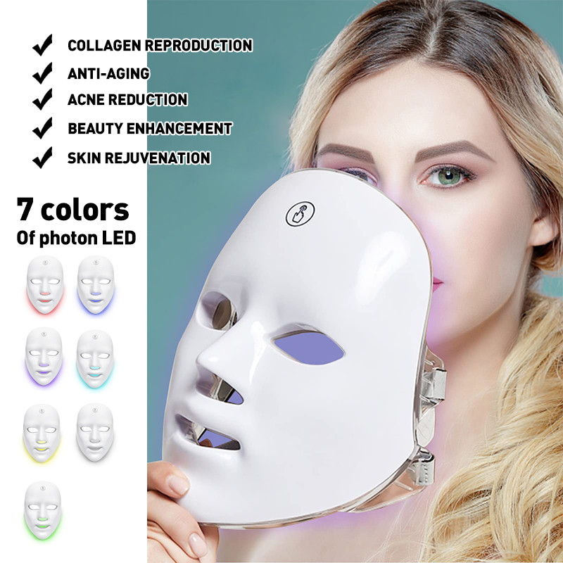 Jual Masker Warna LED PDT Light 7 Warna Mask Photon Therapy Alat Perawatan Wajah Mask Photon ...