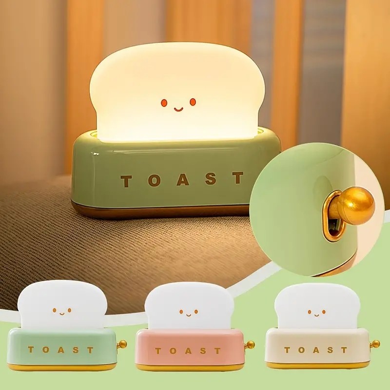 Jual Cute Toast Bread LED Night Lamp,Creative USB Reargeable Toast ...