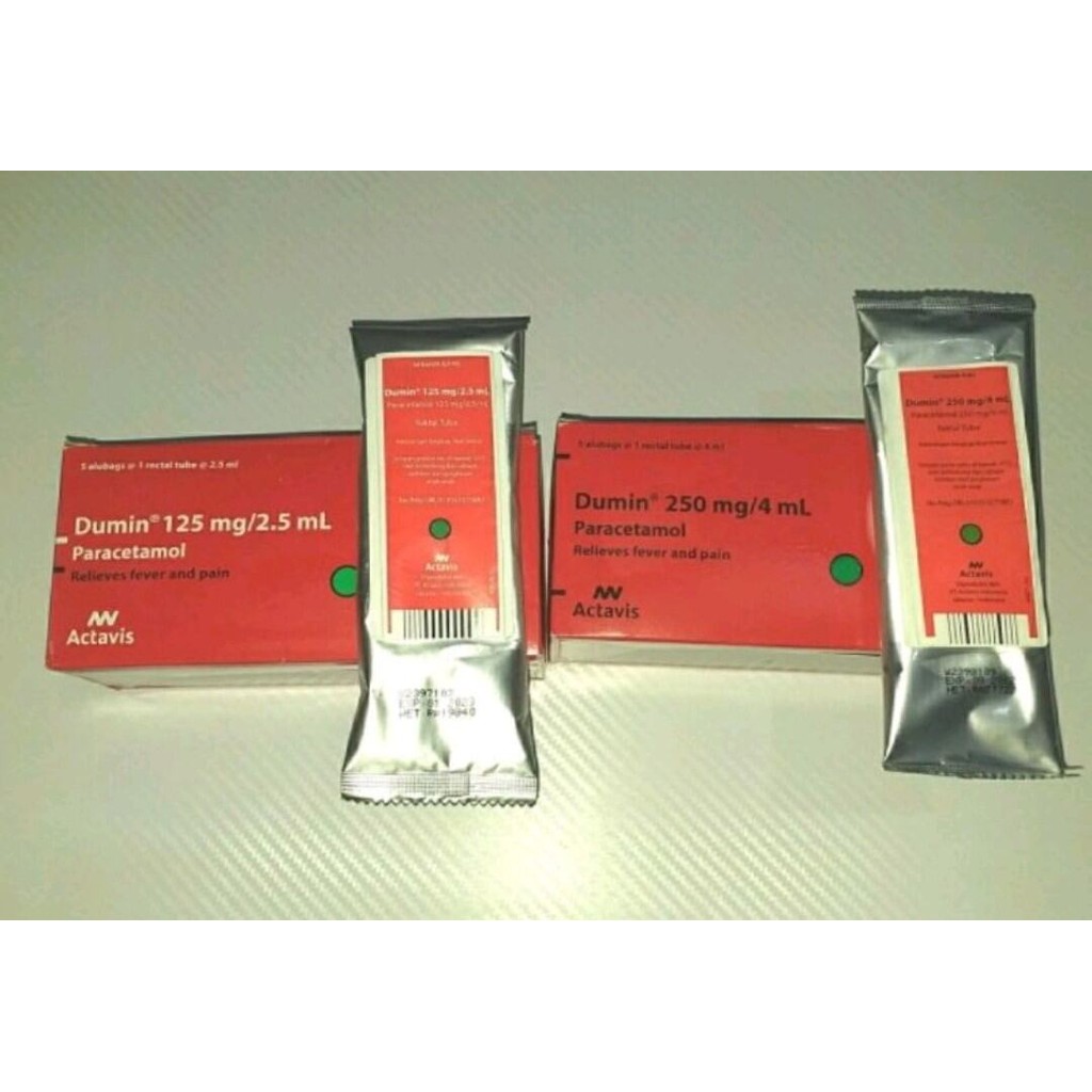 Jual Dumin paracetamol supp per pcs rectal tube 125mg/2,5ml demam bayi ...