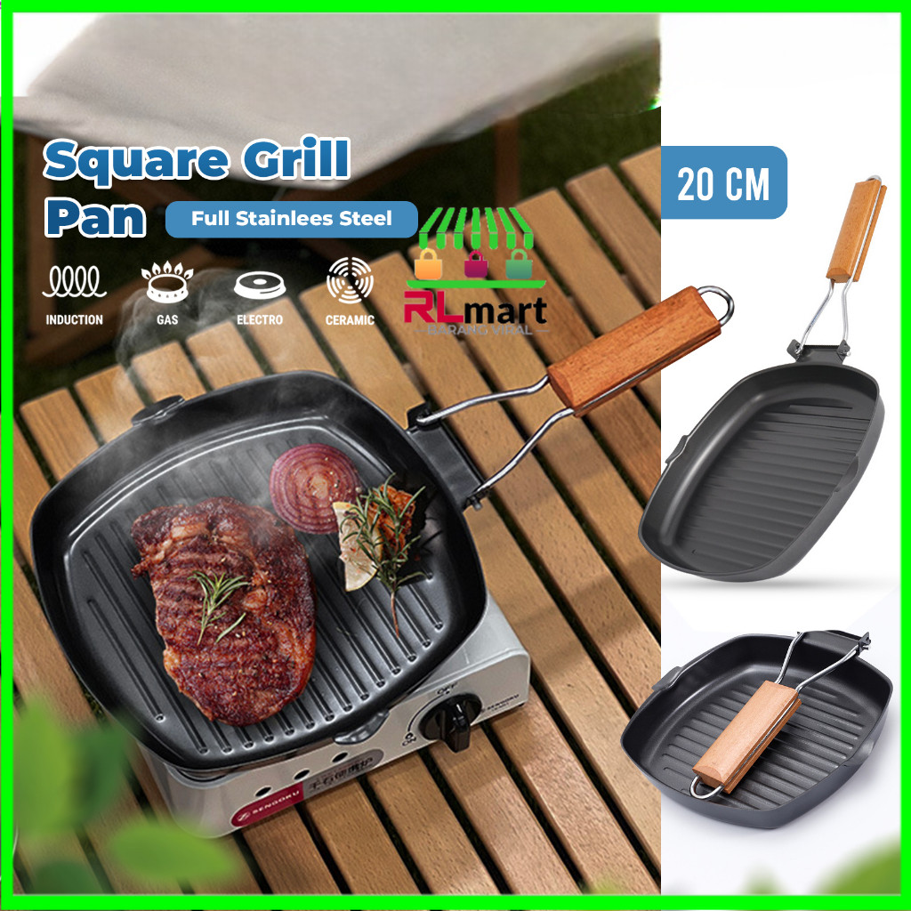 Jual Pemanggang Square Grill Pan Foldable 20cm Wajan BBQ Anti Lengket ...