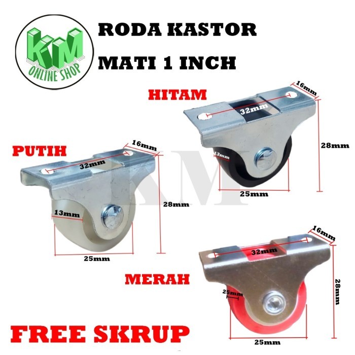 Jual Roda Kastor Lemari 1 Inch MATI / Roda Troly / Roda Etalase / Roda ...