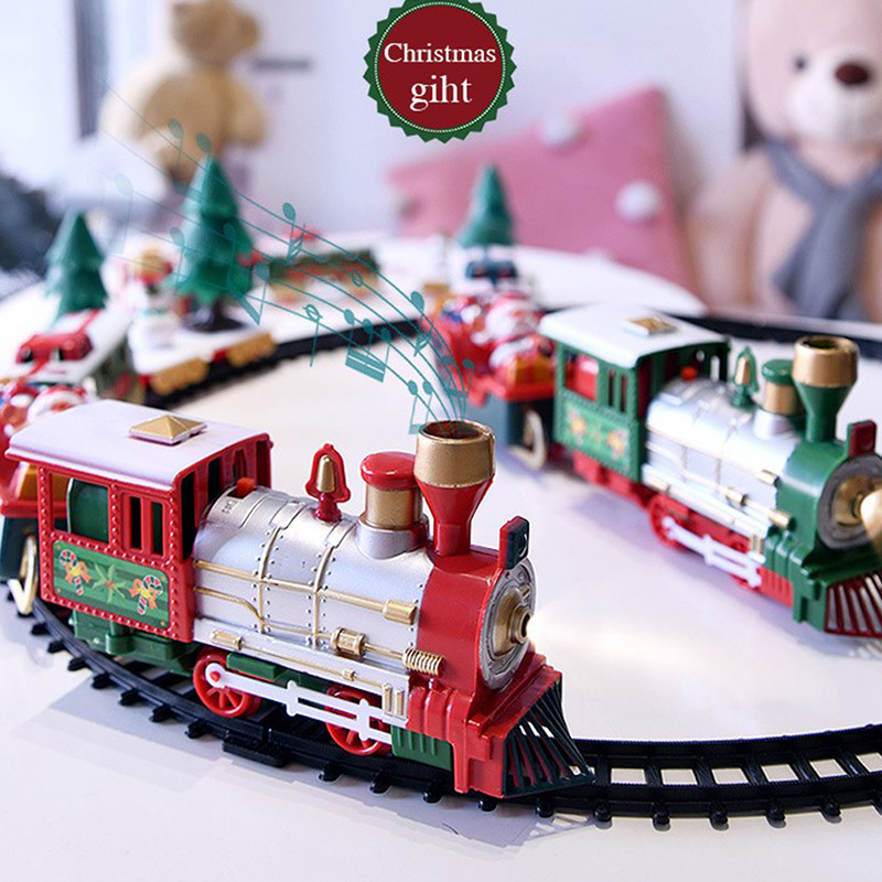 Jual Train Electric Toys Tree Decoration Train Track Frame Railway Car ...