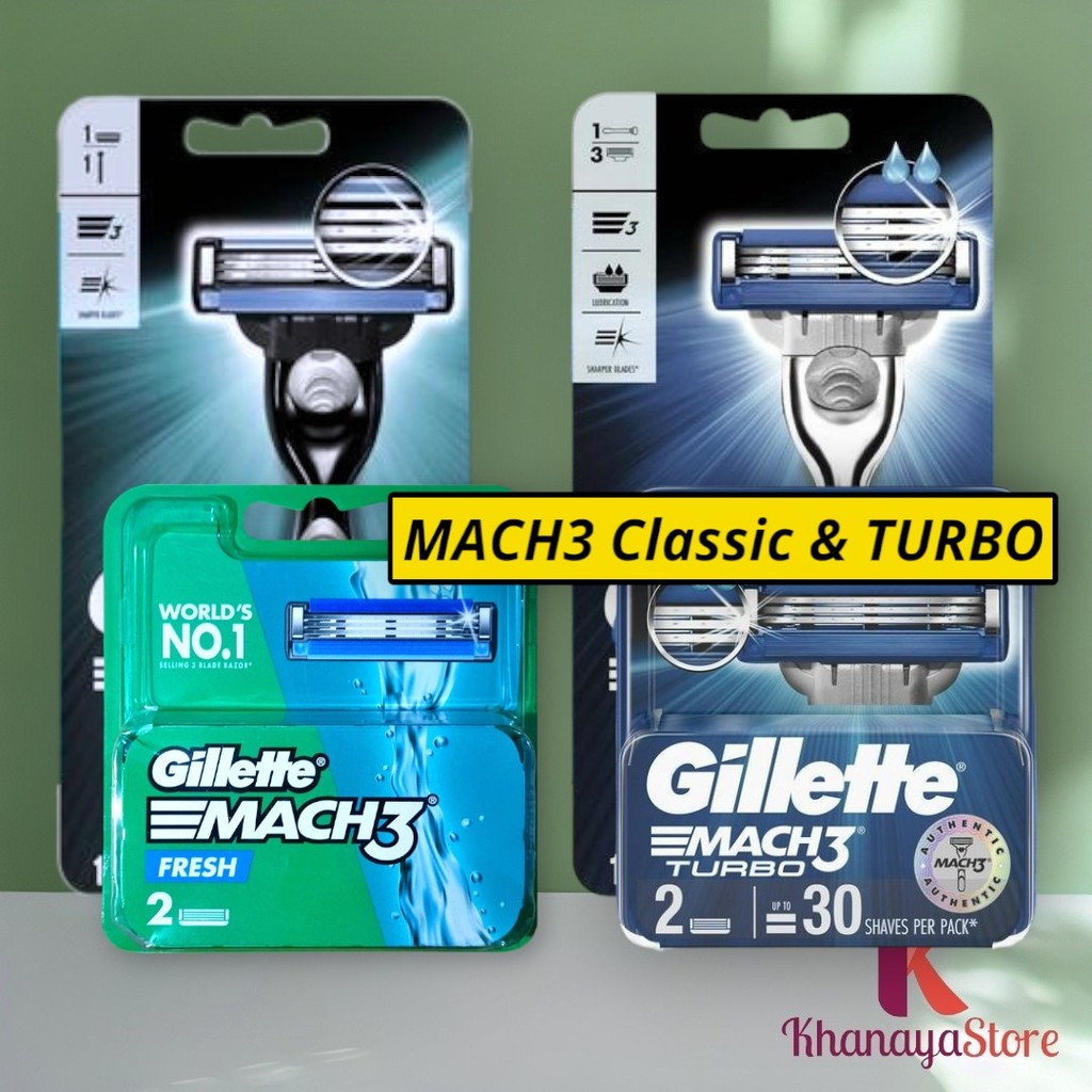 Jual Gillette Mach 3 Turbo dan Mach3 Classic Handle + Cartridge / Pisau ...