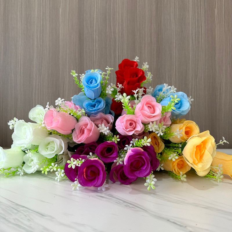 Jual Bunga Mawar Rose Artificial 1 Tangkai 5 Cabang Premium Mekar Bunga ...