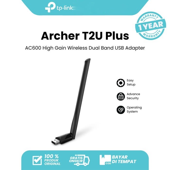 Jual TP-LINK ARCHER T2U PLUS AC600 HIGH GAIN WIRELESS DUAL BAND USB ...