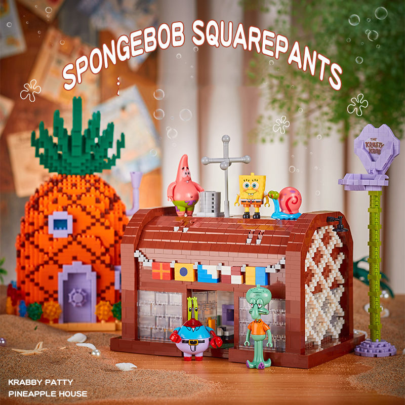 Jual SpongeBob SquarePants Series Building Blocks Krusty Krab Pineapple ...