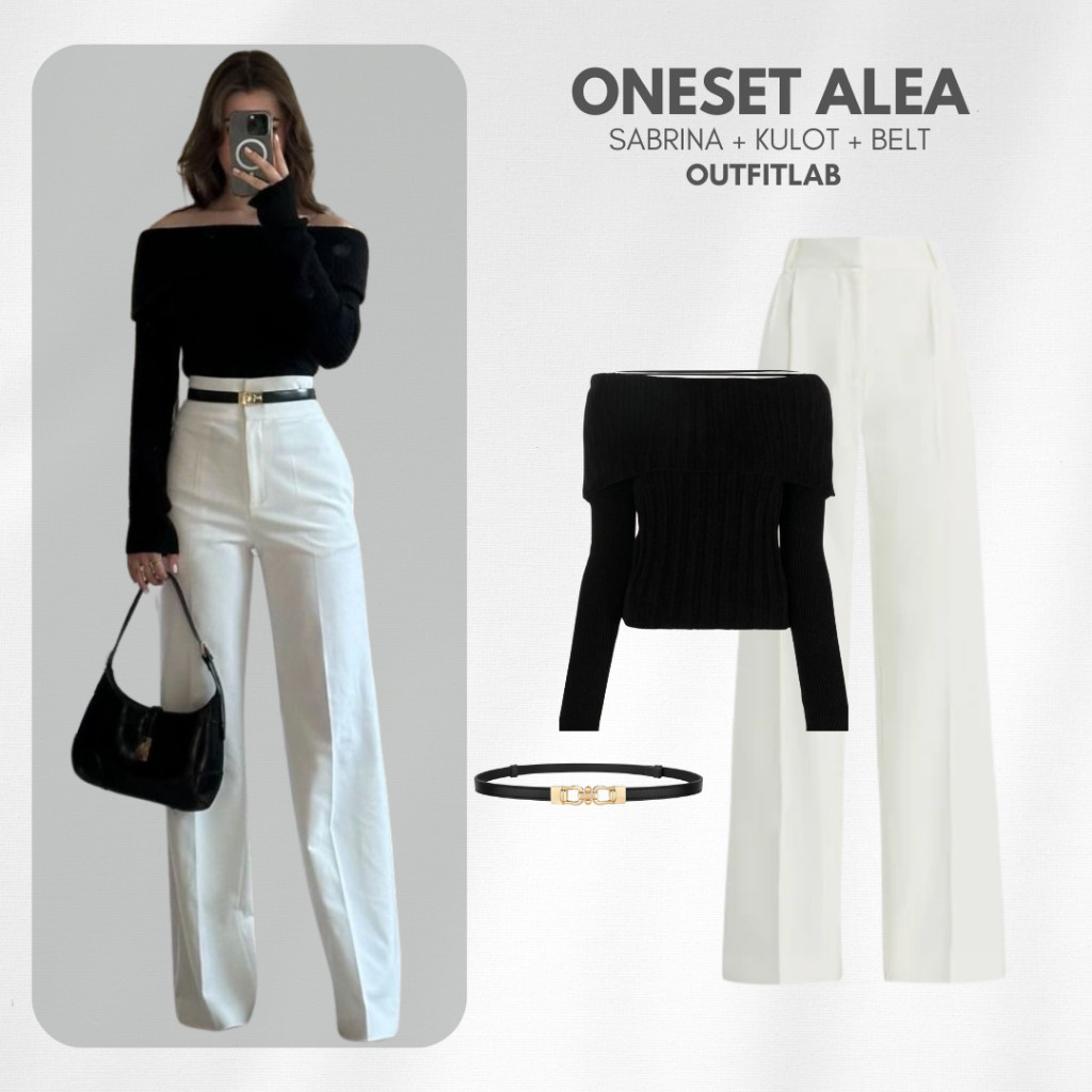 Jual Outfitlab - Alea Outfit Set Wanita ( Sabrina + Kulot + Belt ...