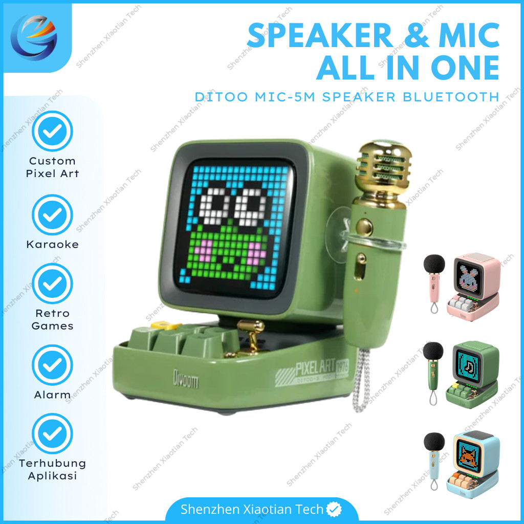 Jual Speaker Ditoo MIc Pixel Art | Speaker Bluetooth Karaoke Mic ...