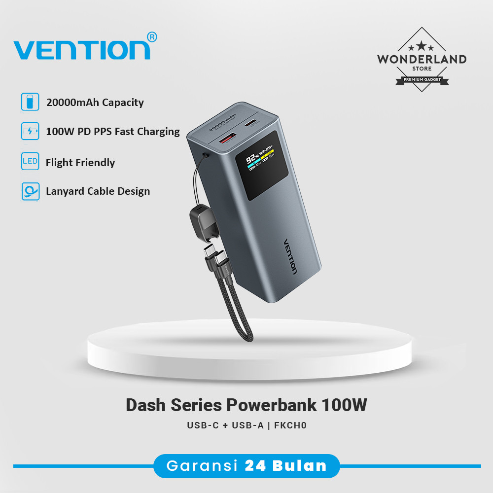 Jual Vention Dash Powerbank 100W 20000mAh USB C 3.0 PD PPS LED Display ...