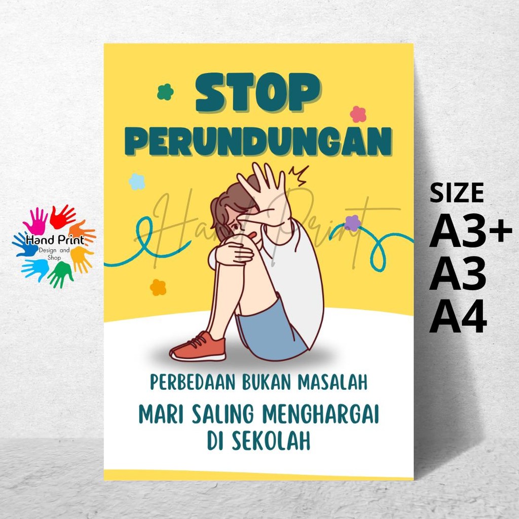 Jual Cetak Poster Stop Perundungan buli bullying KuningSize A3 ...