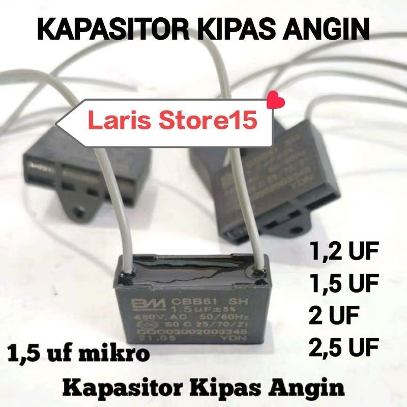 Jual KAPASITOR Buat Dinamo Kipas Angin Lengkap MICRO 1,2uf 1,5uf 2uf 2,5uf Multi | Shopee Indonesia