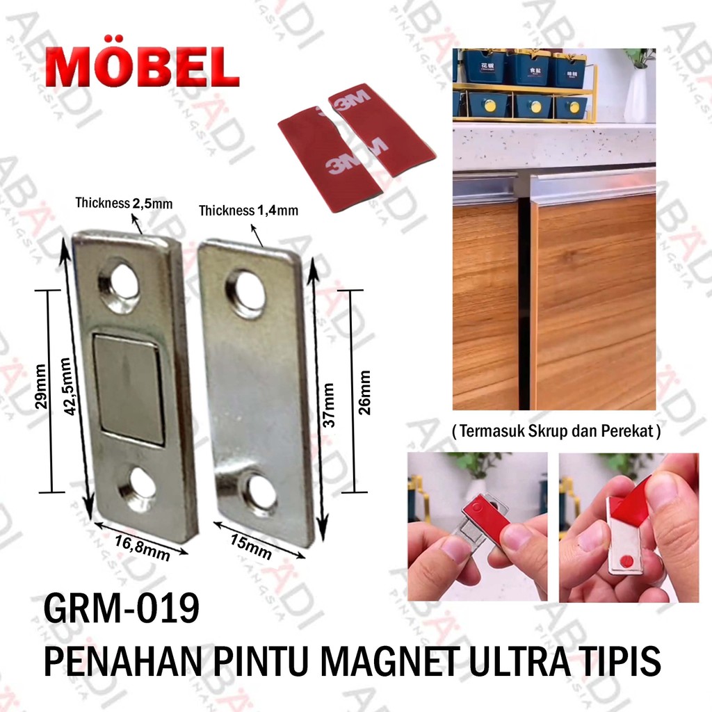 Jual Magnet Plat Ultra Tipis Penahan / Penutup Pintu / Magnetic Door ...