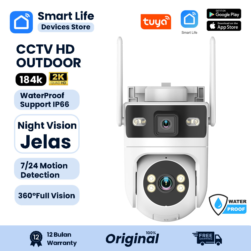 Jual [ Tuya ] IP Camera CCTV 184k Dual Lens 4K 6MP Outdoor Kamera Wifi ...