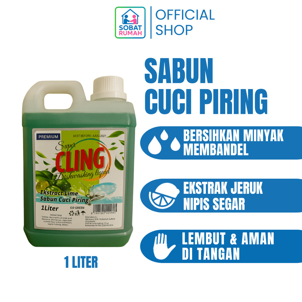 Jual Premium Sabun Cuci Piring Super Cling 1L | Dishwashing Liquid Lime ...