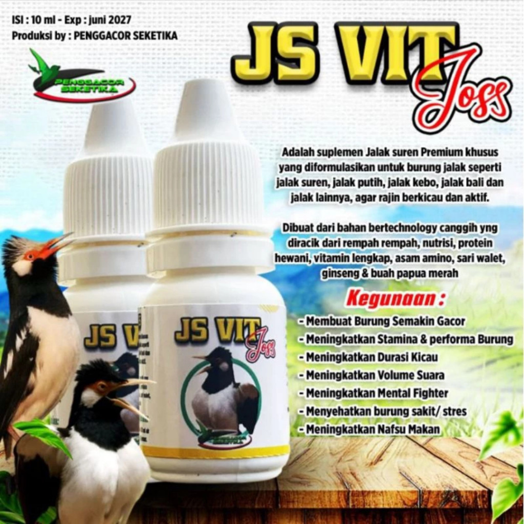 Jual JS Vit Joss Vitamin Suplemen Burung Jalak Suren penggacor Vitamin ...