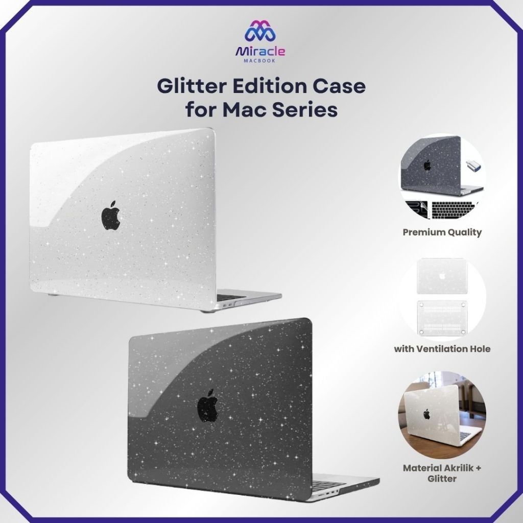 Jual MacBook Glitter Case Transparan Bening New Air Pro Retina 13 14 15Inch M1 M2 M3 M4 2020 ...