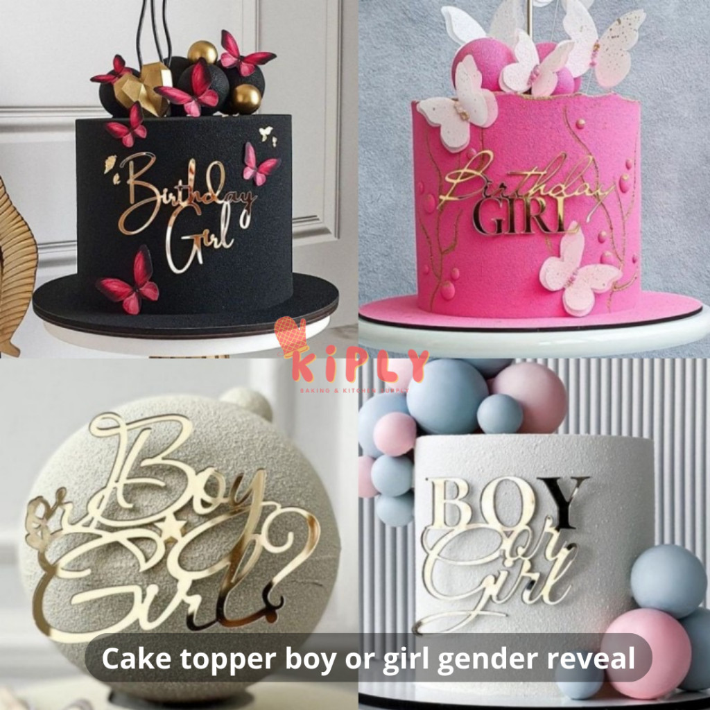 Jual Cake topper boy or girl gender reveal/Hiasan kue Tart Sisipan Kue ...