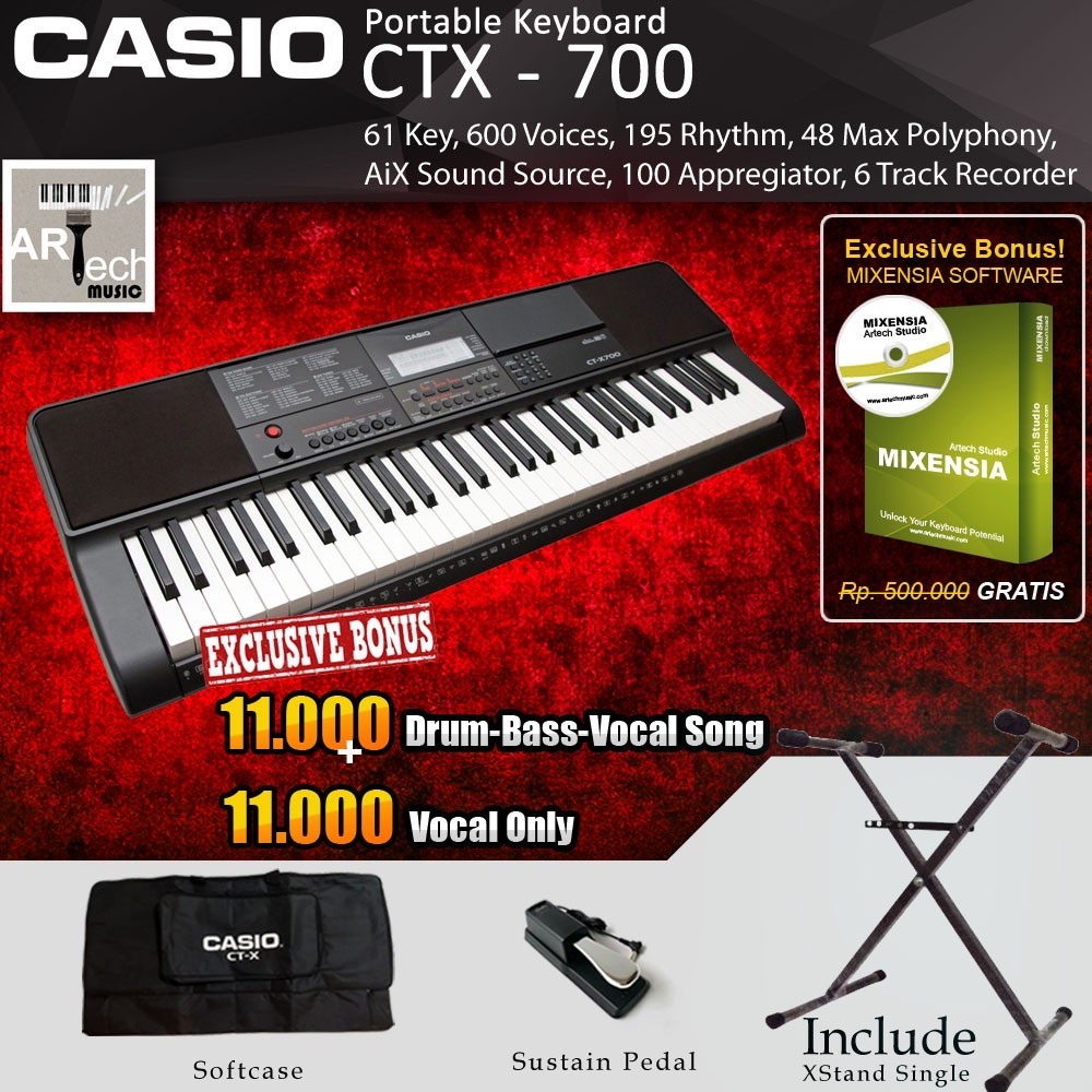 Jual Keyboard Casio CTX-700 + Stand/ CT-X700 / CTX700 - Spek diatas psr ...