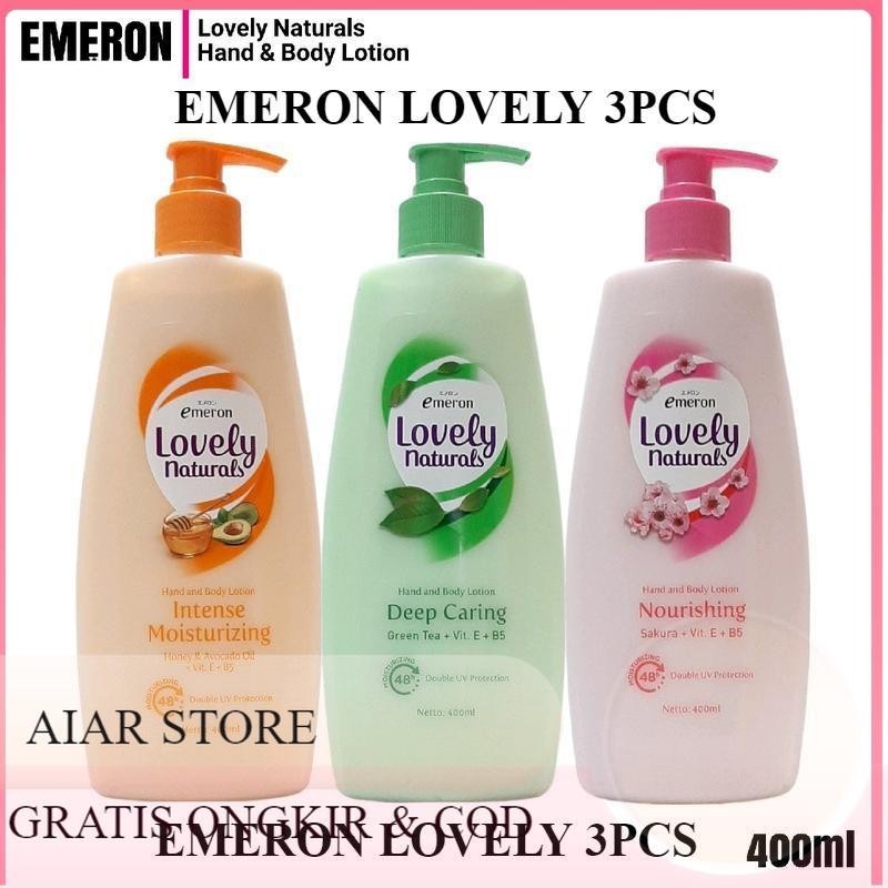Jual 3PCS EMERON Lovely Naturals Hand & Body Lotion 400ml BPOM (PAKET HEMAT 3PCS) AIAR | Shopee ...