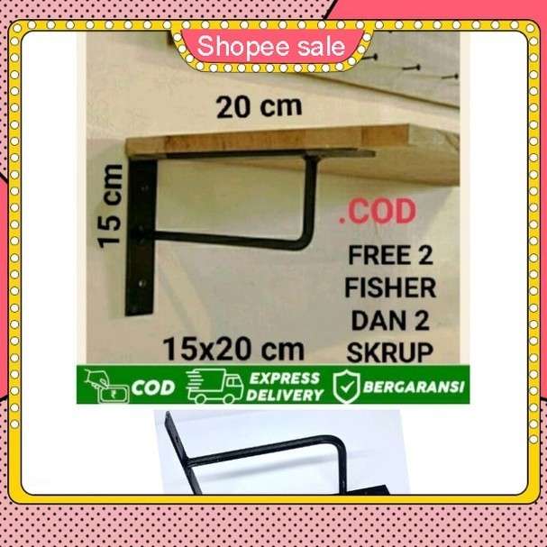 Jual Besi Siku L Ambalan 60cm Kuat 300Kg Bracket Dinding Meja Gantung ...