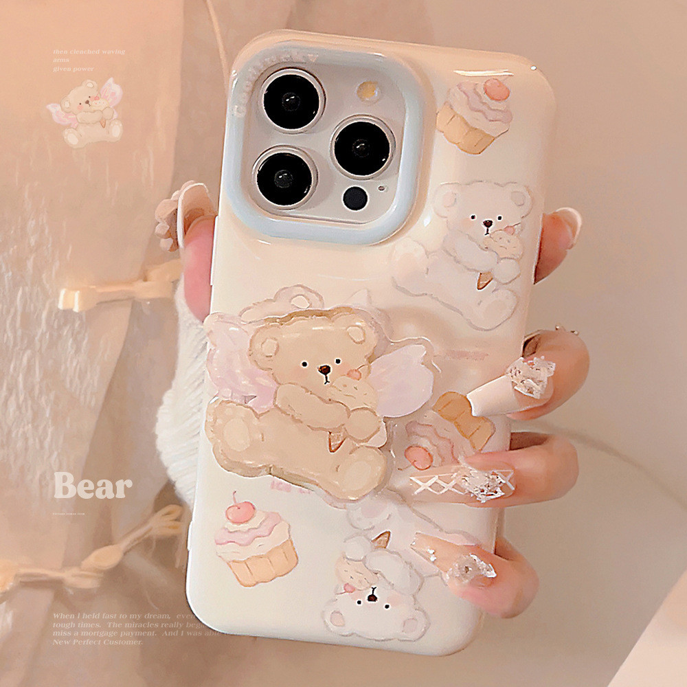 Jual Case Cute Korean Ice Cream & Cupcake Bear with Winger Bear Pop ...