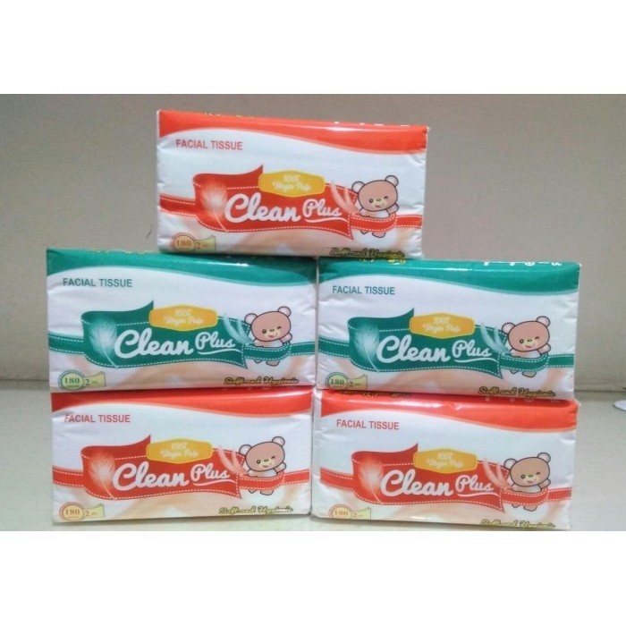 Jual TISSUE FACIAL CLEAN PLUS 180 SHEET 2PLY, SUPER LEMBUT SETARA PASEO ...