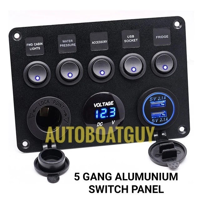 Jual 5 Gang Alumunium Switch Saklar Rocker Panel Marine Offroad ...