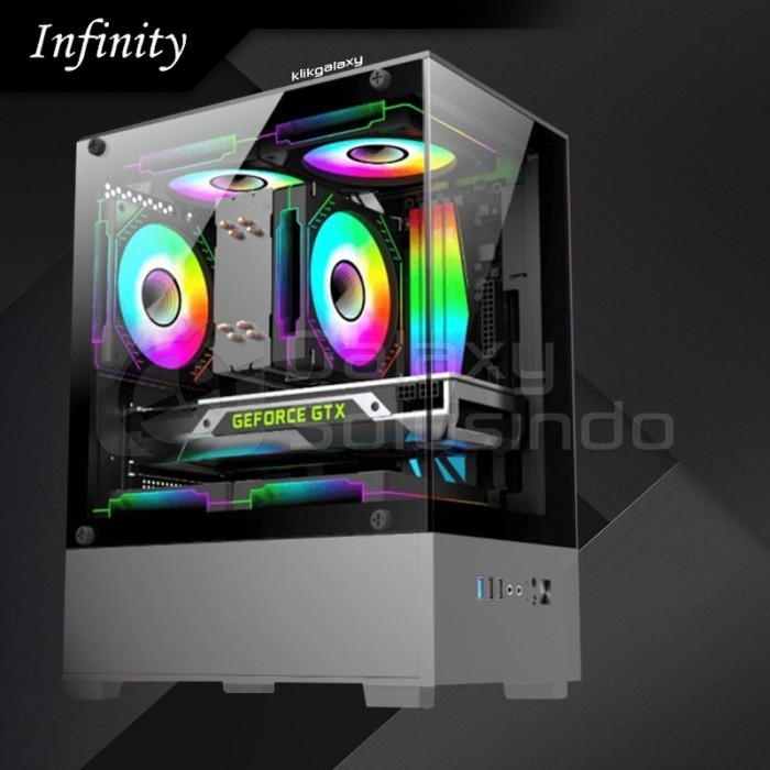 Jual Infinity NOIR Tempered Glass M-ATX Gaming Case - Black White ...