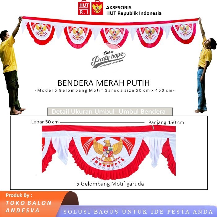 Jual Andma Bendera Merah Putih Gelombang motif garuda / Bendera Kain ...