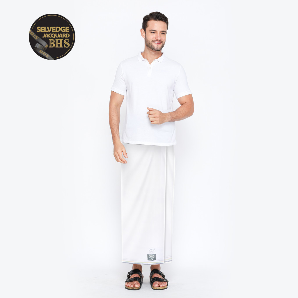Jual Sarung BHS Cosmo Silver Warna Putih Polos 01 | Shopee Indonesia