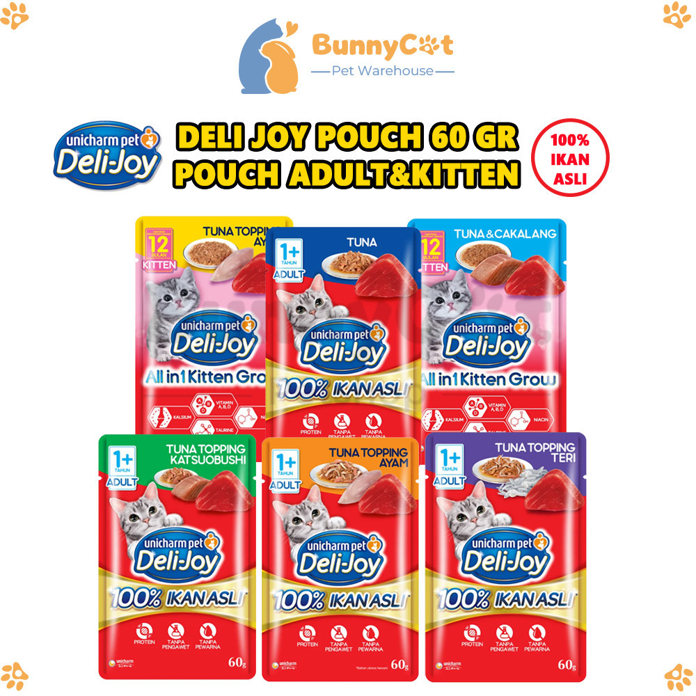 Jual Deli-Joy Adult Pouch 60gr Makanan Basah Kucing Dewasa & kitten ...
