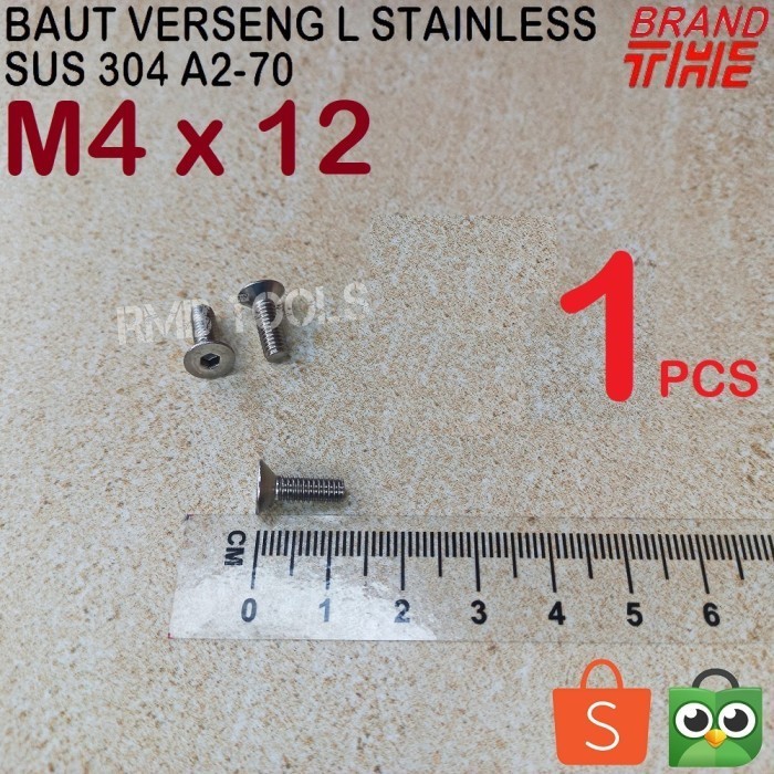 Jual M4x12 Baut JF Kunci L Stainless SS 304 A2-70 Verseng Countersunk M4 | Shopee Indonesia