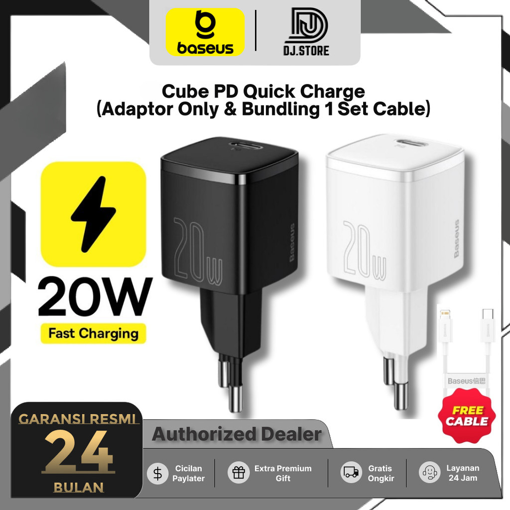 Jual Baseus Cube Charger 20W USB Type C Fast Charging PD - Hitam Putih ...
