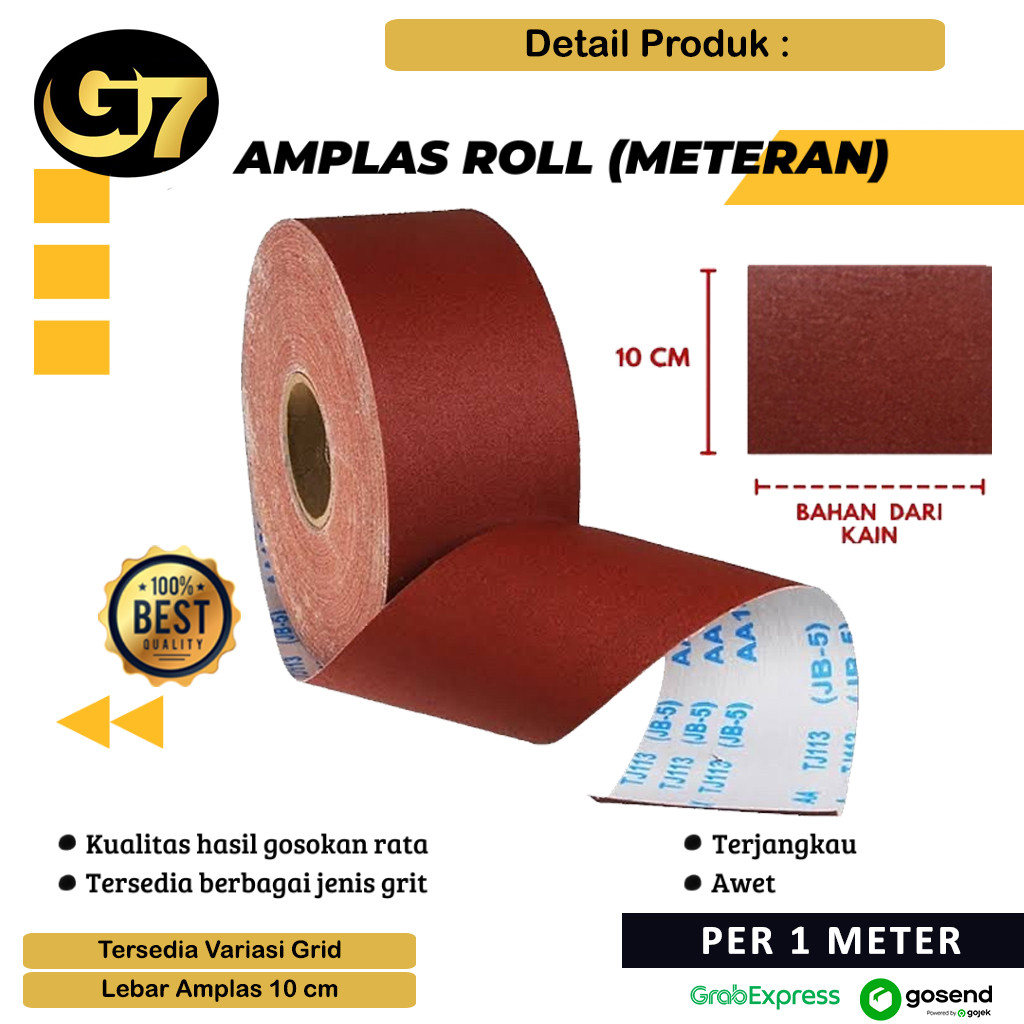 Jual Amplas Meteran Grit Grid 80 100 120 150 Amplas Roll Amplas ...