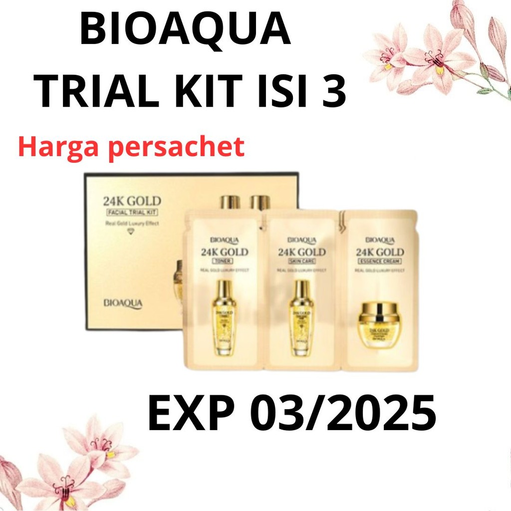 Jual [𝙂𝙊𝙍𝙄𝙈𝙊𝙍𝙄]BIOAQUA 24K GOLD FACIAL TRIAL KIT - TONER SERUM ESSENCE ...