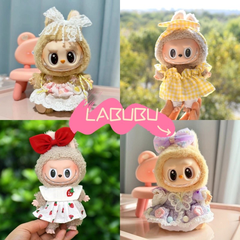 Jual LABUBU [17CM] POP MART LABUBU MACARON Labubu BONEKA BAJUNYA Gaun ...