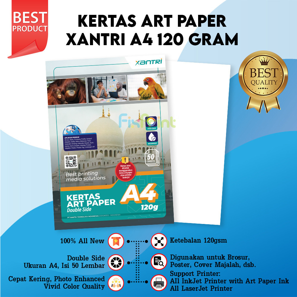 Jual Kertas Art Paper Double Side A4 120gsm Photo Paper 120 gram A4 50 ...