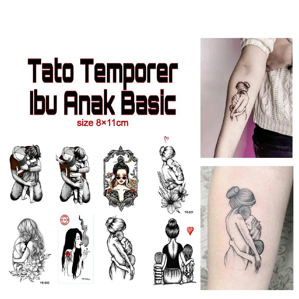 Jual Tato Temporer Ibu Anak Basic 8x11cm | Shopee Indonesia