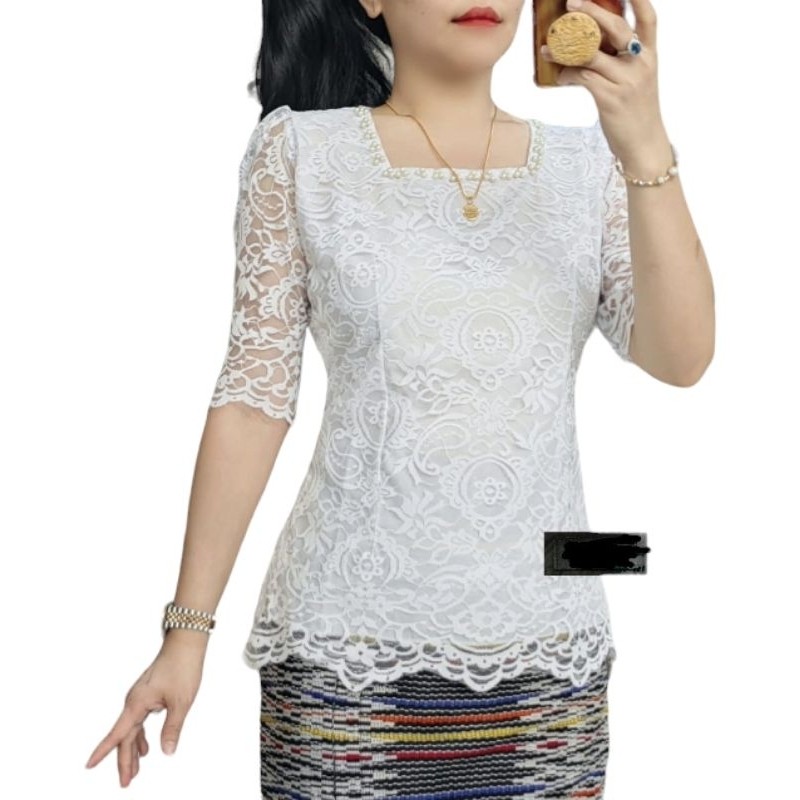 Jual Atasan Kebaya Brokat Batak Modern - Atasan Brokat Renda Lengan ...