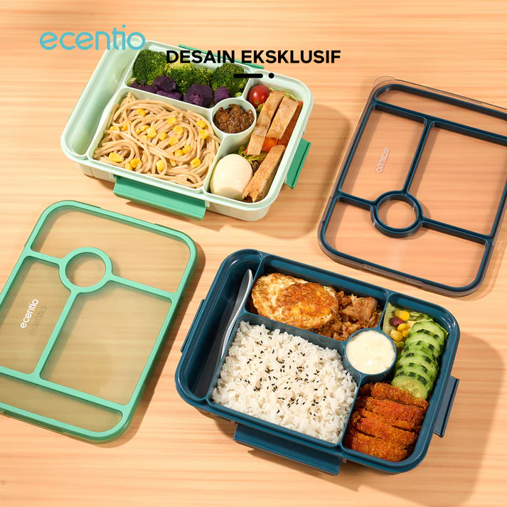 Jual KOTAK MAKAN 3 SEKAT ANTI TUMPAH LUNCH BOX DAN KOTAK SAUS BPA FREE ECENTIO ET0201A51101 ...