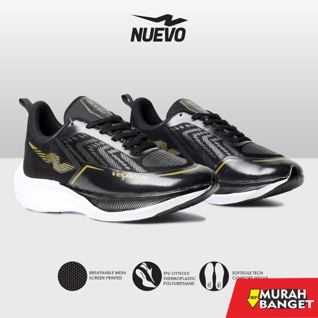 Jual sepatu sneakers lokal terbaik NUEVO - Sepatu Olahraga Lari Hitam ...