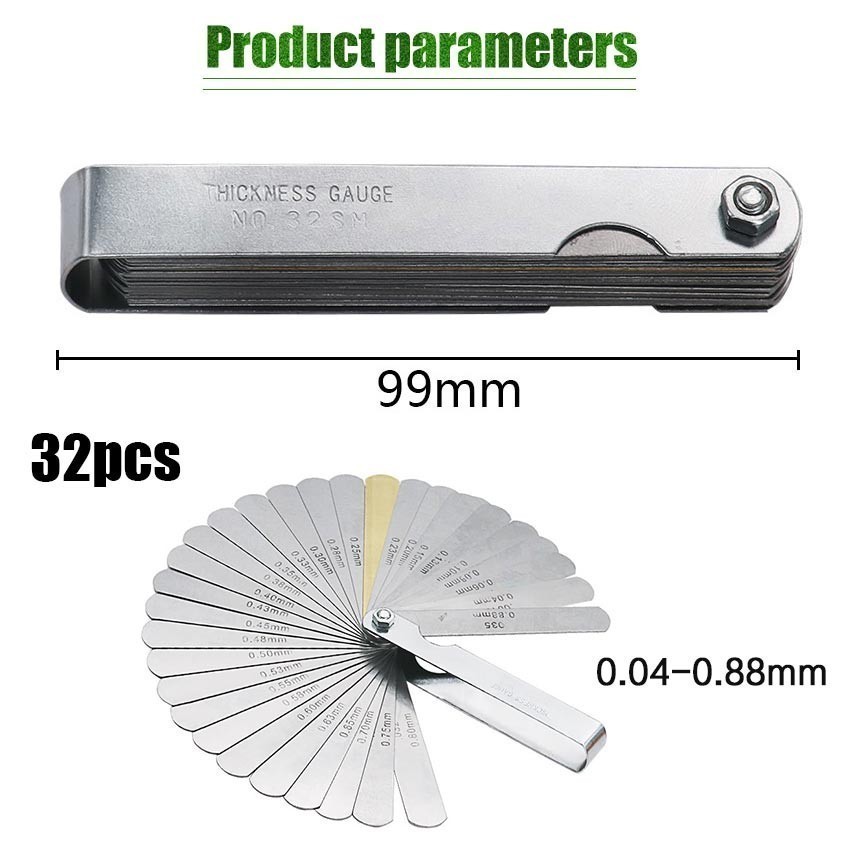 Jual (0.04-0.88mm) 32 Blades High Precision Feeler Gauge/Kit Pengukur ...