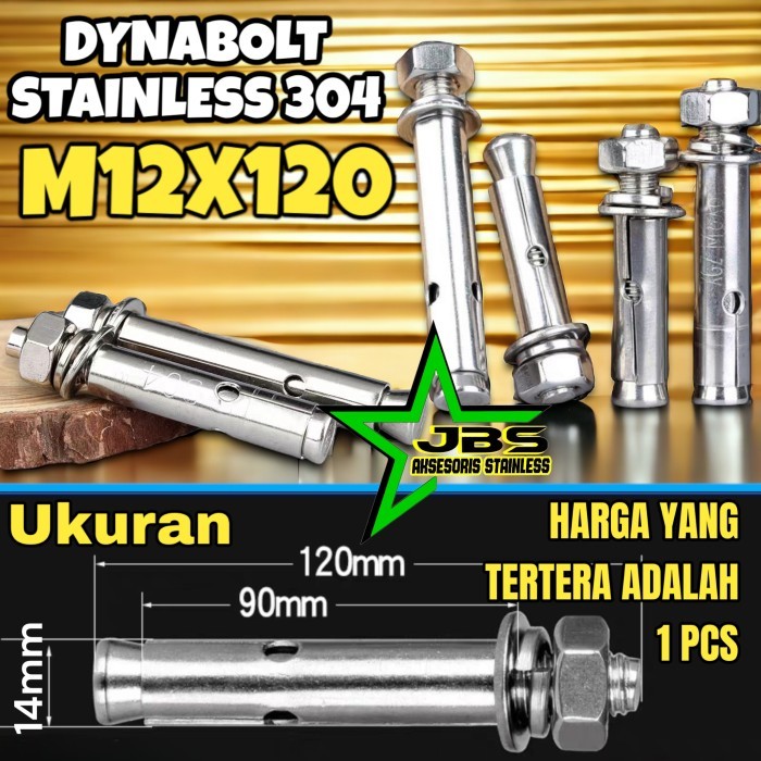 Jual SA99 DYNABOLT/ANCHOR BOLT M12×120 STAINLESS SS 304 | Shopee Indonesia